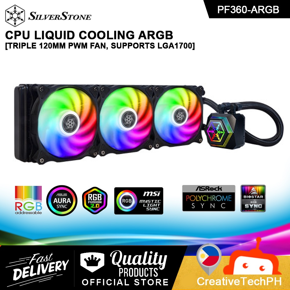 SilverStone AIO CPU Liquid Cooling ARGB [Triple 120mm PWM Fan, supports ...