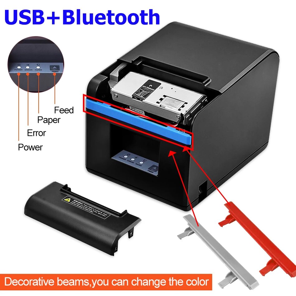 Pos 80mm Thermal Receipt Printer Wifi Bluetooth USB Port Ticket Check ...