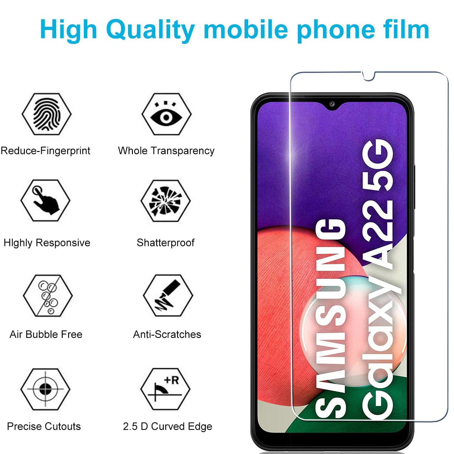 Jiufeng Fashion 2/4Pcs Tempered Glass For Samsung Galaxy A22 A22s 5G ...