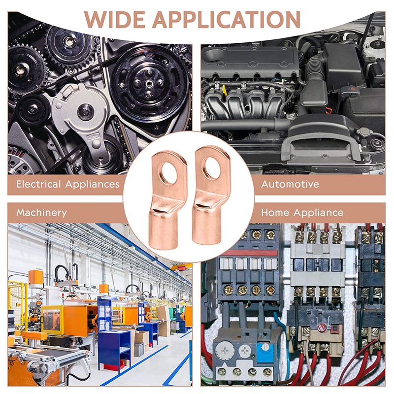 120Pcs Copper Wire Terminal Connectors, AWG 2 4 6 8 10 12 Ring Lug Kit ...