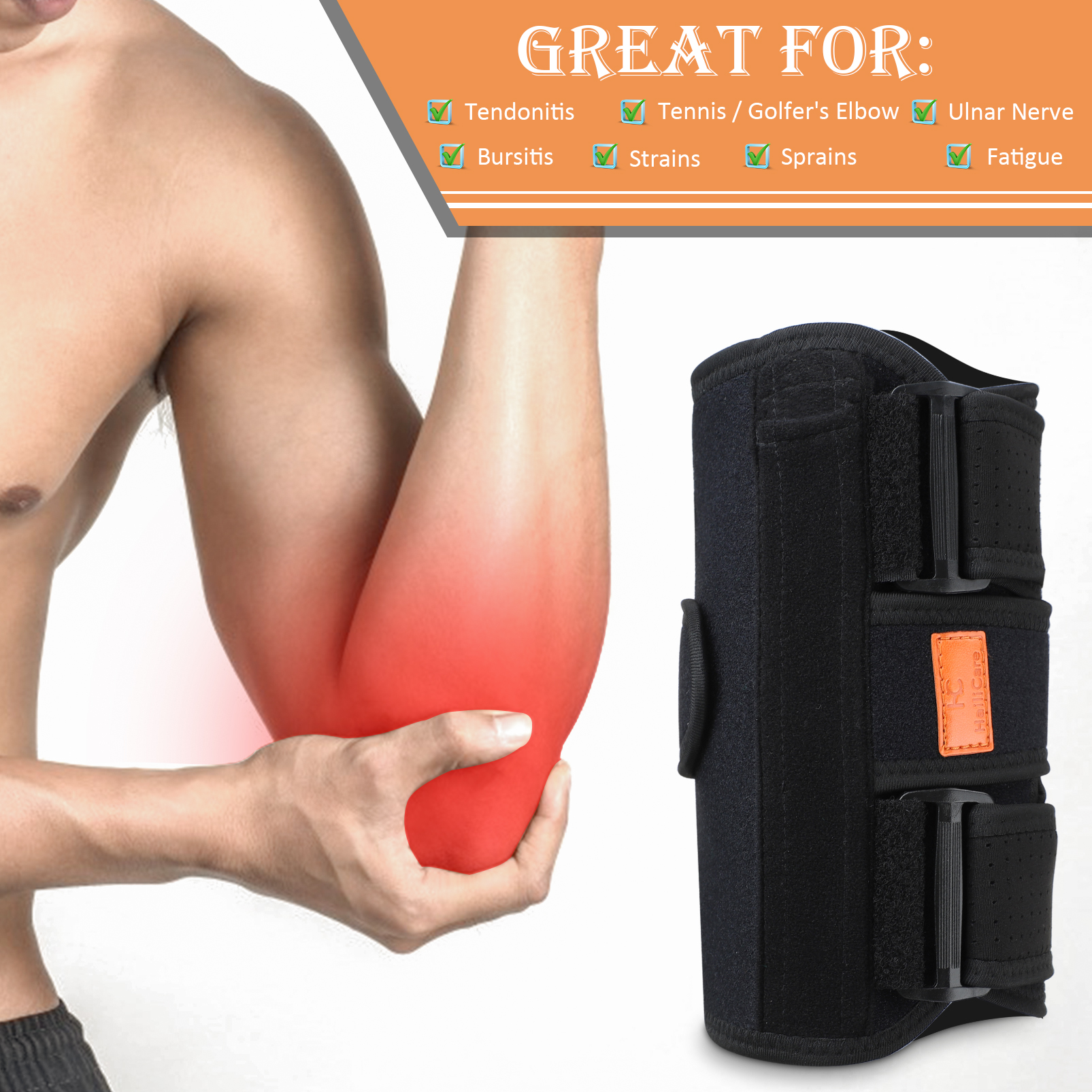 Wenefang Fashion Hand Elbow Support Strap Adjustable Elbow Guard Fixed ...