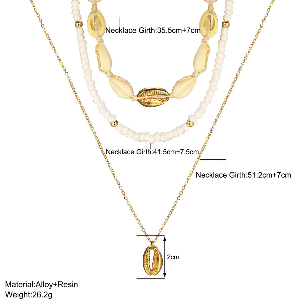 Enacolor Three Layer Beach Seashell Choker Necklaces Bohemian Natural ...