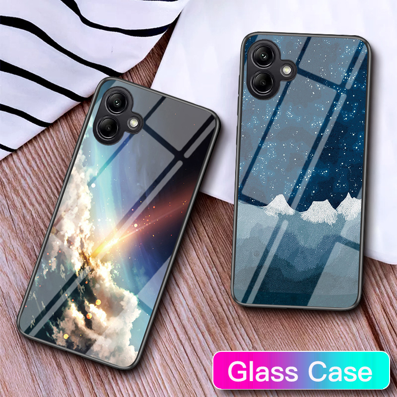 For Galaxy A06 Case Couple Starry Moon Mirror Glass Protector Meteor ...