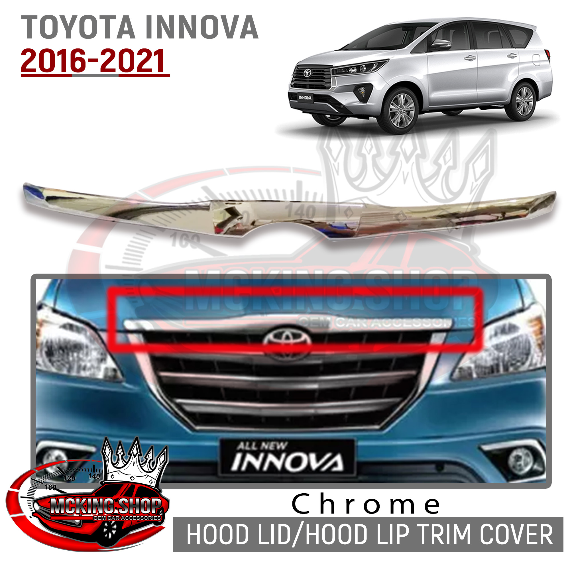 Toyota Innova 2016-2021 Hood Lid or Hood Lip End Trim cover Chrome ...