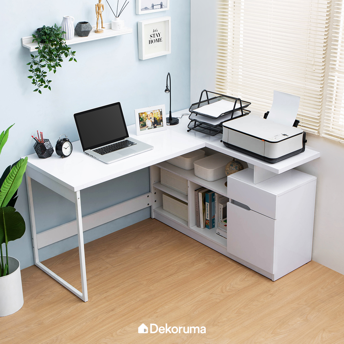 Dekoruma Lexa Meja Belajar Sudut Minimalis | Meja Kerja Kayu | Lazada ...