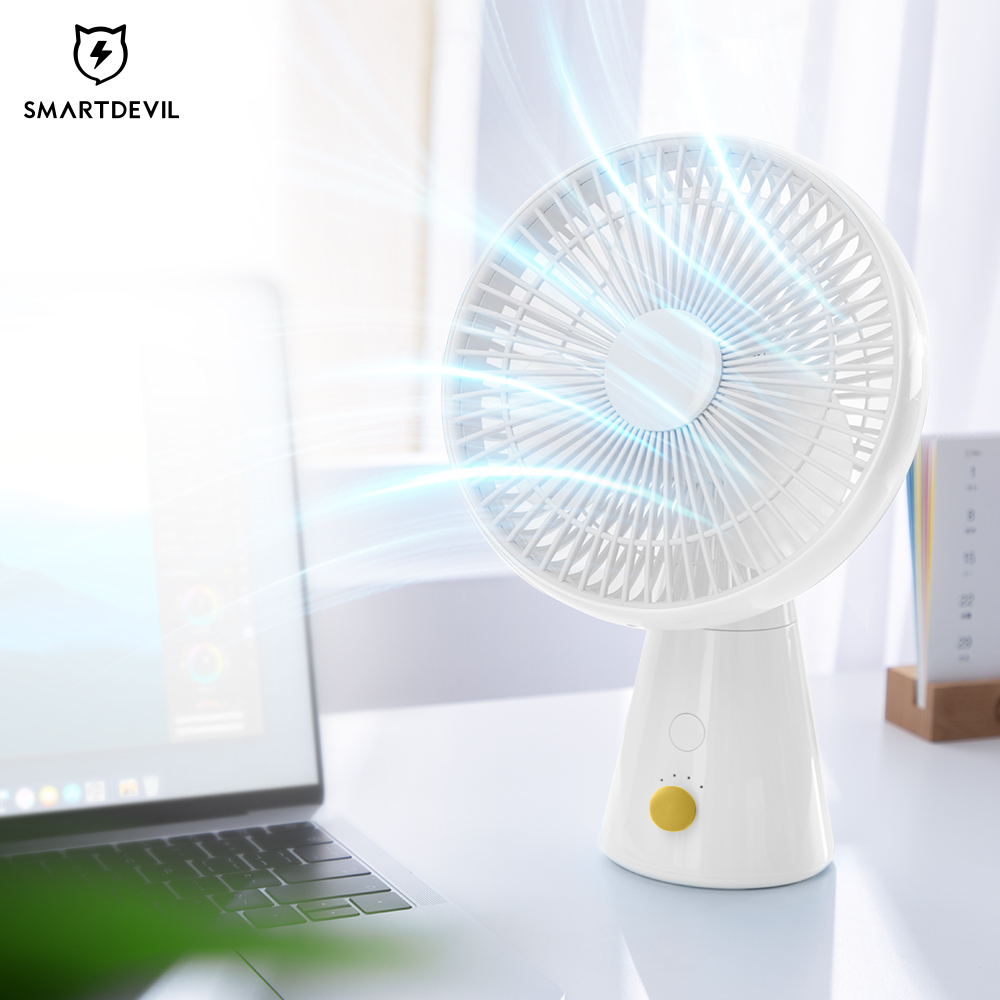 SmartDevil Desk Fan, Electric fan 4 Speed rechargeable fan Small Fan ...