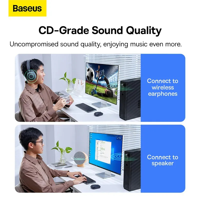 Baseus BA07 USB Bluetooth 5.3 Dongle Adapter for PC Speaker Wireless ...