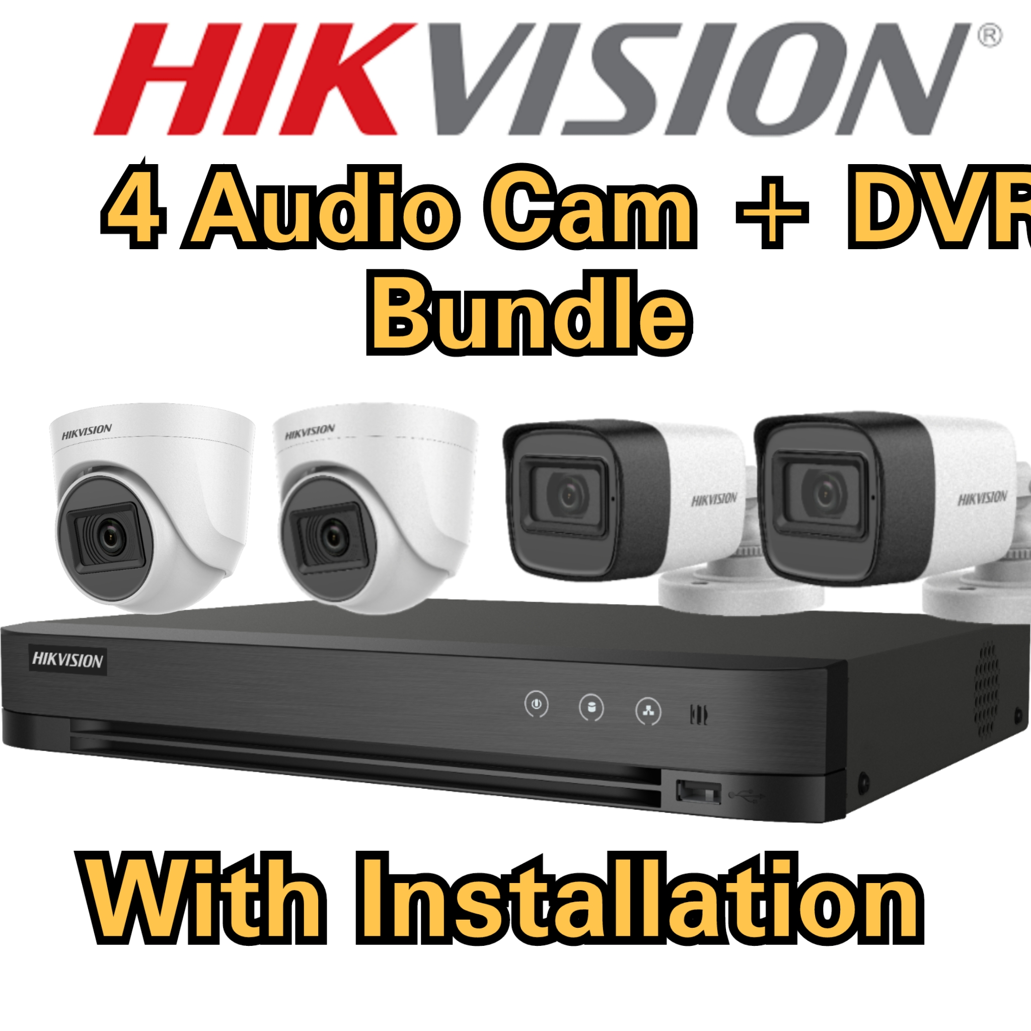 [Local Installation Provided] Hikvision 4CH Camera Bundle with 4x 1080P ...