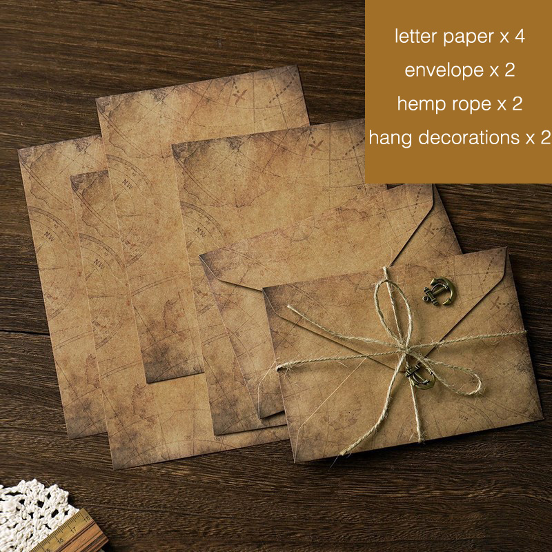 【SmartHorizon】Vintage Envelope Kraft Letter Paper Writing Paper kit A5 ...