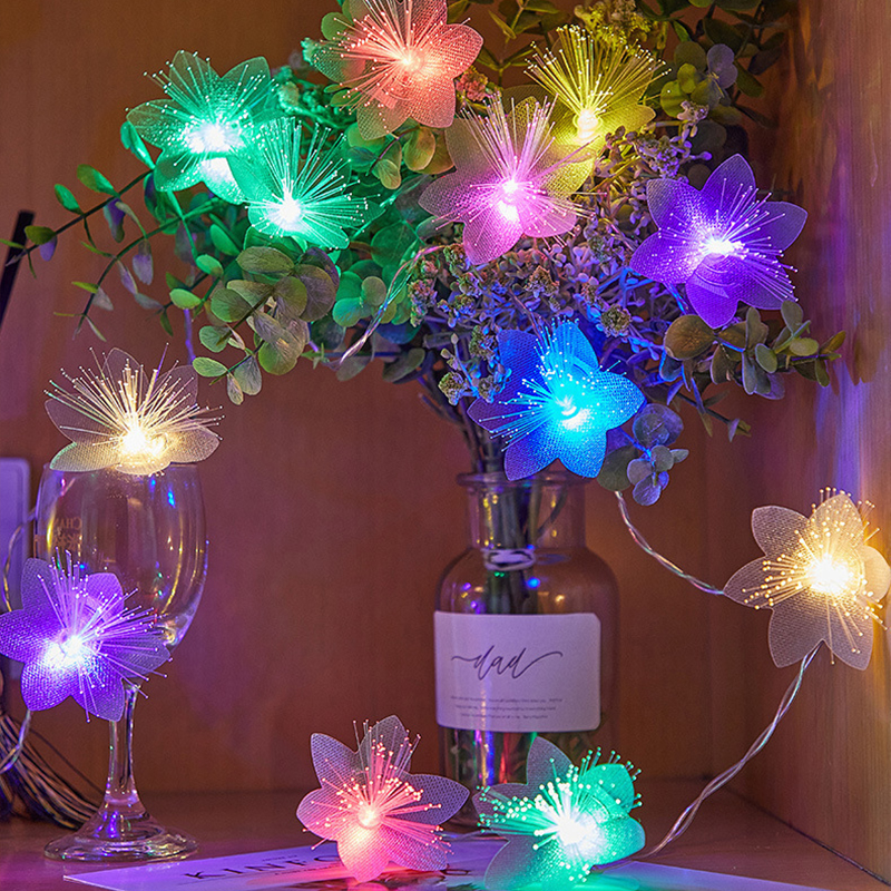 10Ft 20 LED Fairy Flower String Lights, Operated, Fiber Optic Twinkle ...