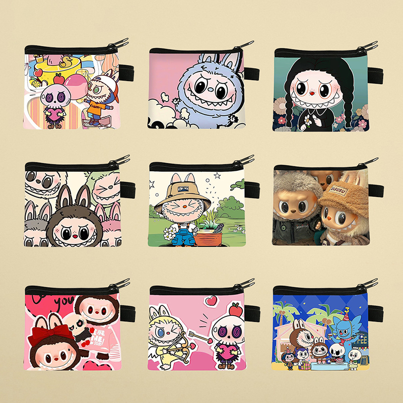Cute Labubu Coin Purse Cartoon Printed The Monsters Wallet Zippers ...