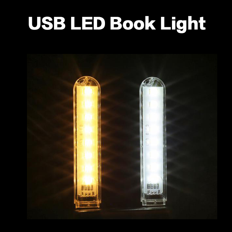 【Folio & Light】Mini Portable Led Usb Light 3leds 8leds Book Lights Reading Night Light 5v Power ...