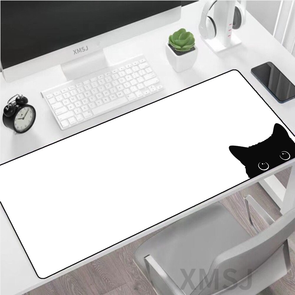 Kawaii Cat Mouse Pad 90x40 Black and White with Cat Desk Mat Cat Claw ...