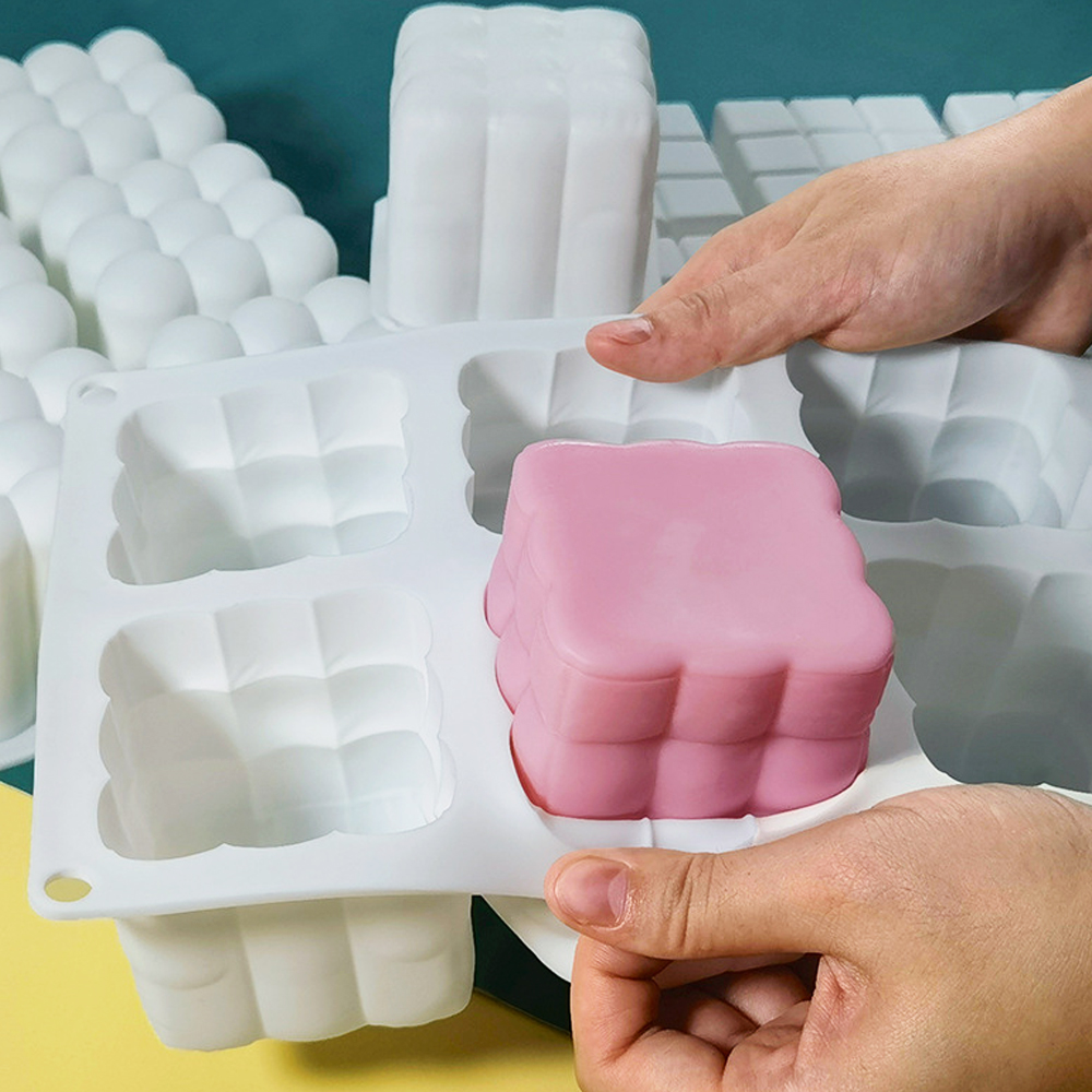 3d Bubble Cube Silicone Candle Mold Set Diy Handmade Aromath Soap Epoxy ...