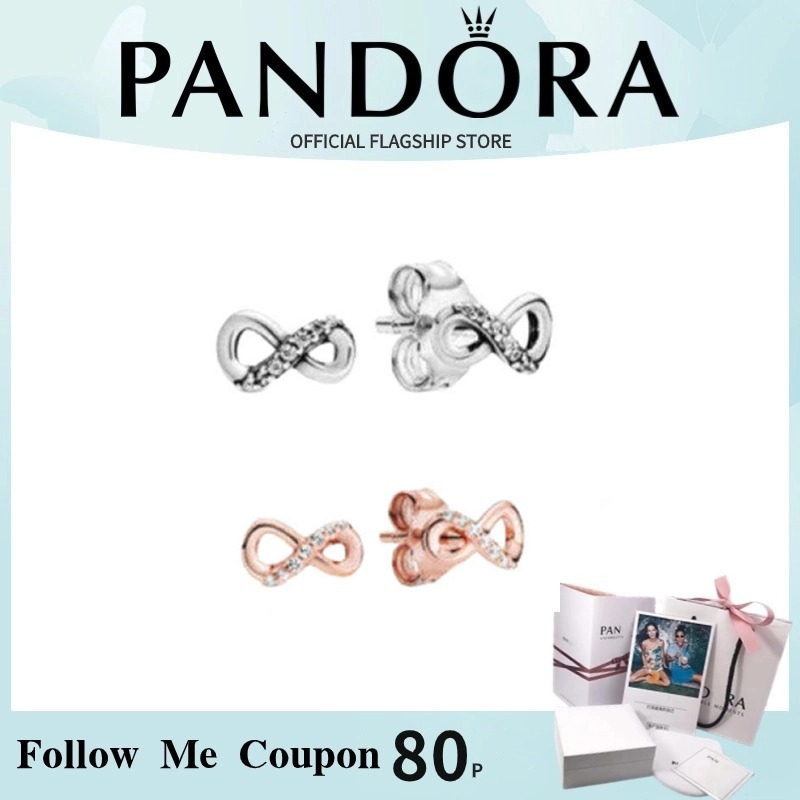 100 Original Pandora earring Infinity Pandora SliverRose stud earrings ...