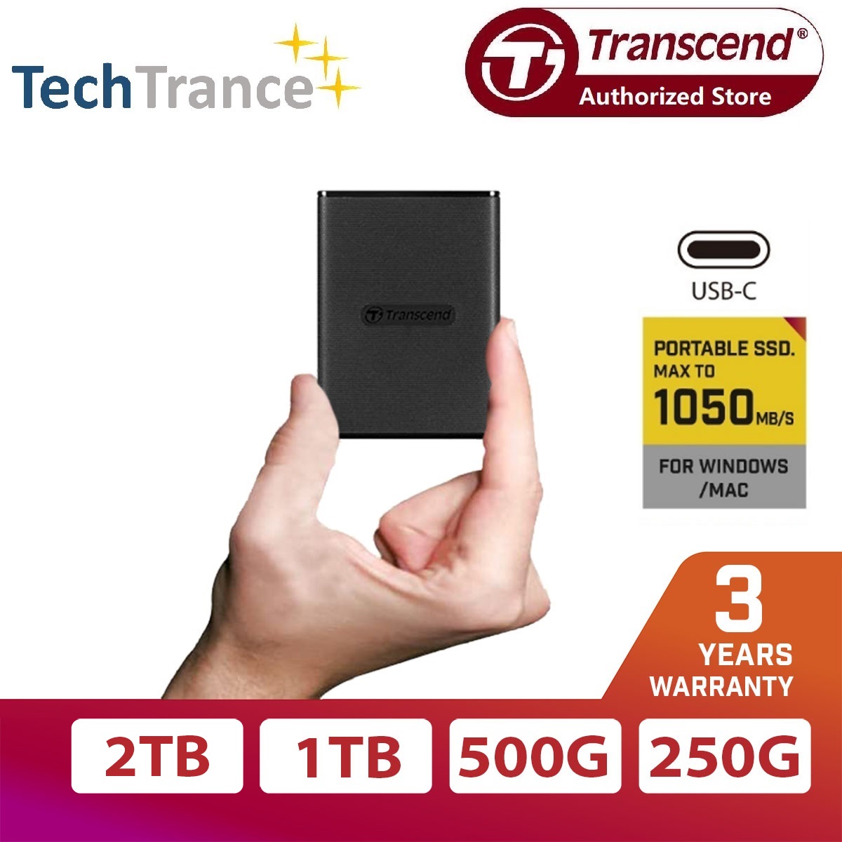 Transcend ESD270C USB 3.1 Gen2 Type-C Portable SSD External Solid State ...
