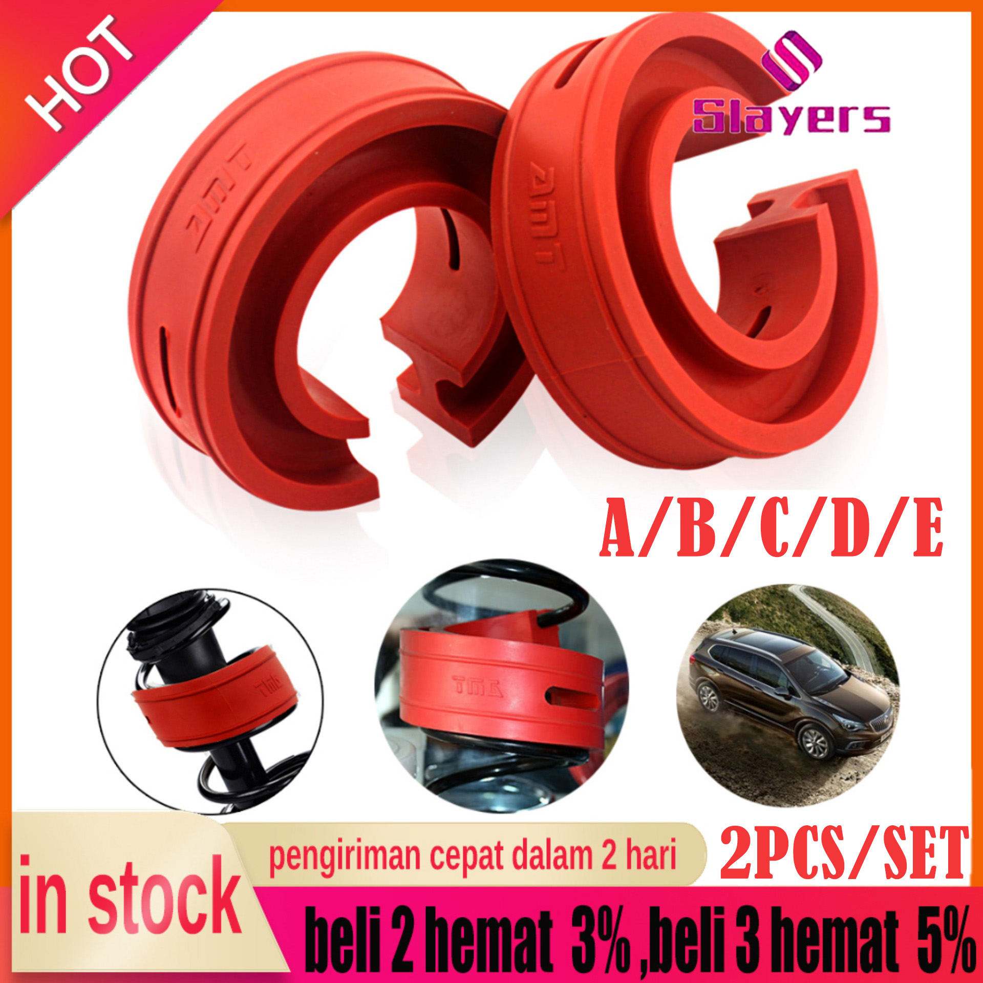 2 Buah Merah Warna Peredam Goncangan Mobil Bumper Per Power Auto Buffer ...