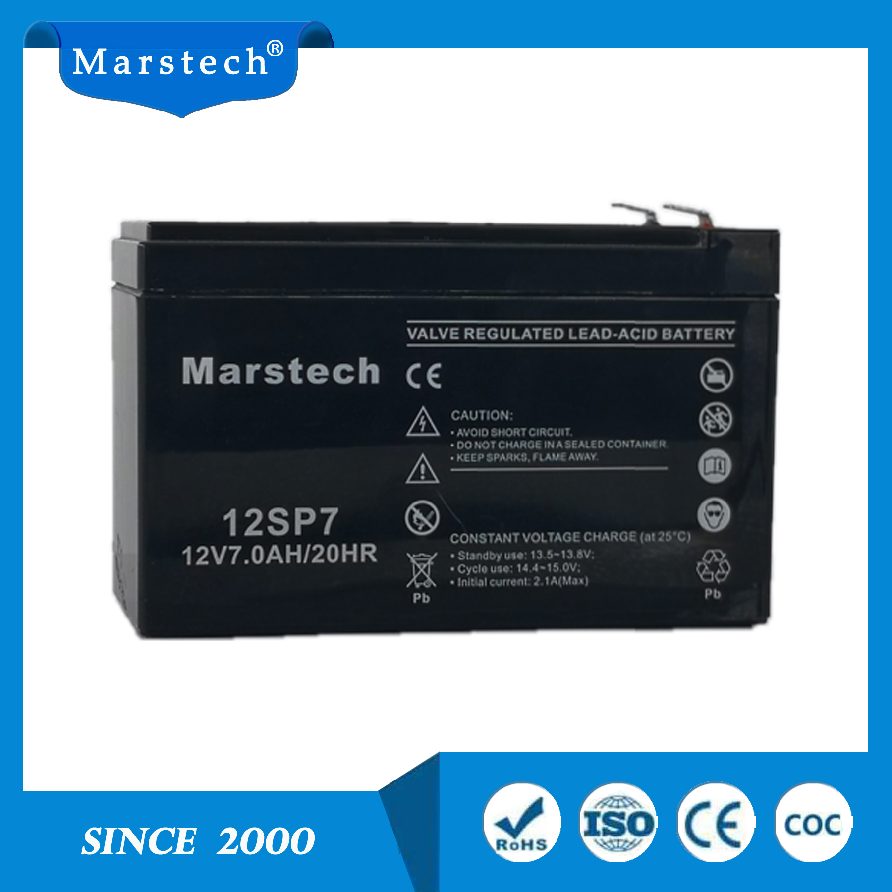 12V 7AH Sealed Lead Acid Battery, By Marstech Systems Pte Ltd, General ...