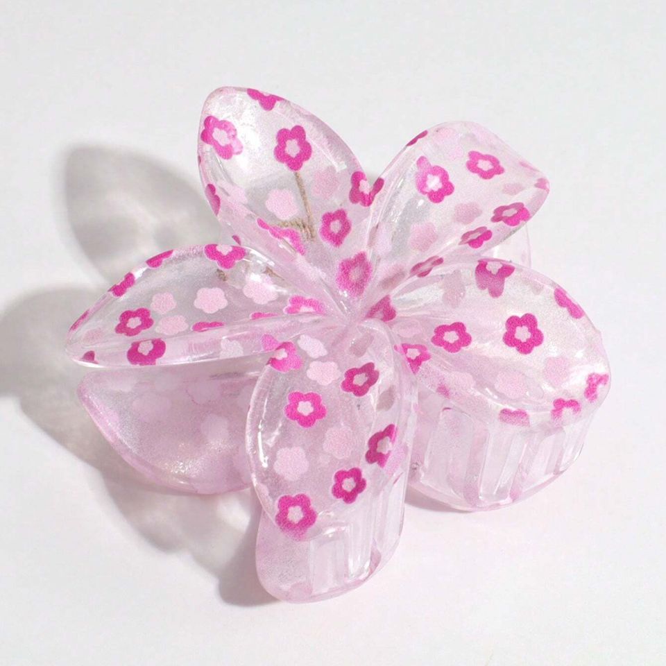 1pc New Fashion Women Daisy Floral Print Hair Claw Clip Sweet And ...