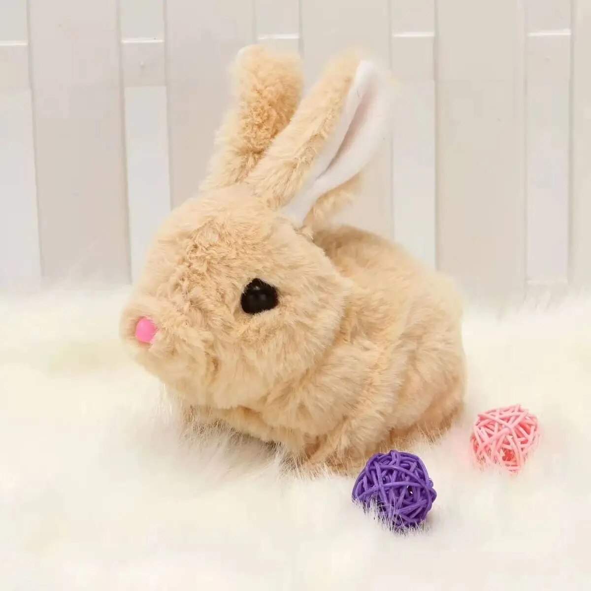 【ClassicNest】Long-haired Bunny Electric Plush Toy Soft Plush Simulation ...
