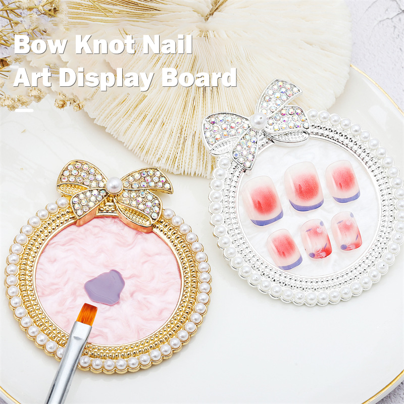 1Pc Resin Bow Pearl Nail Art Palette False Nail Tips Drawing Pallet ...