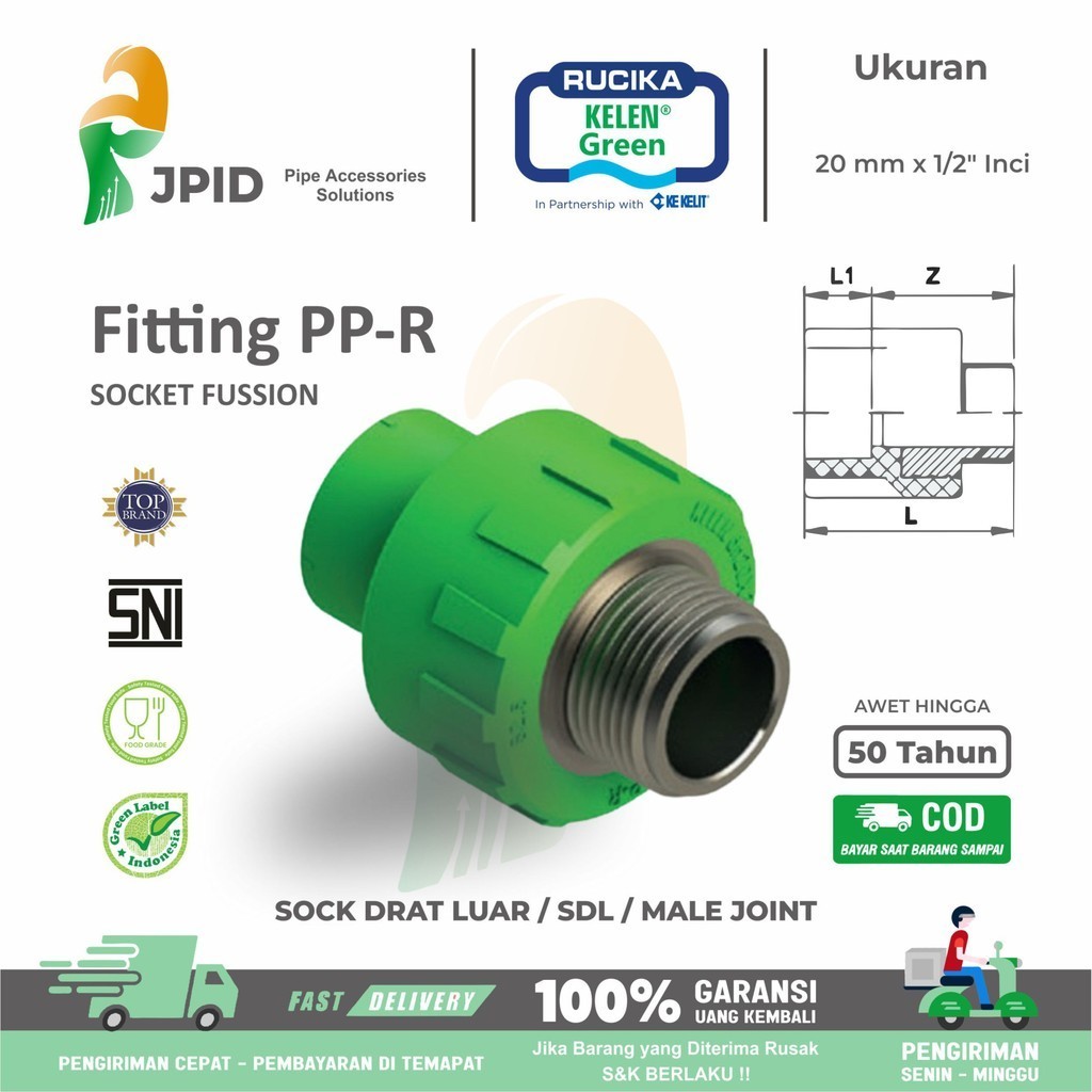 Fitting PPR Male Thread Joint 20 mm x 1/2" | SDL PPR 20 mm x 1/2" Inci ...