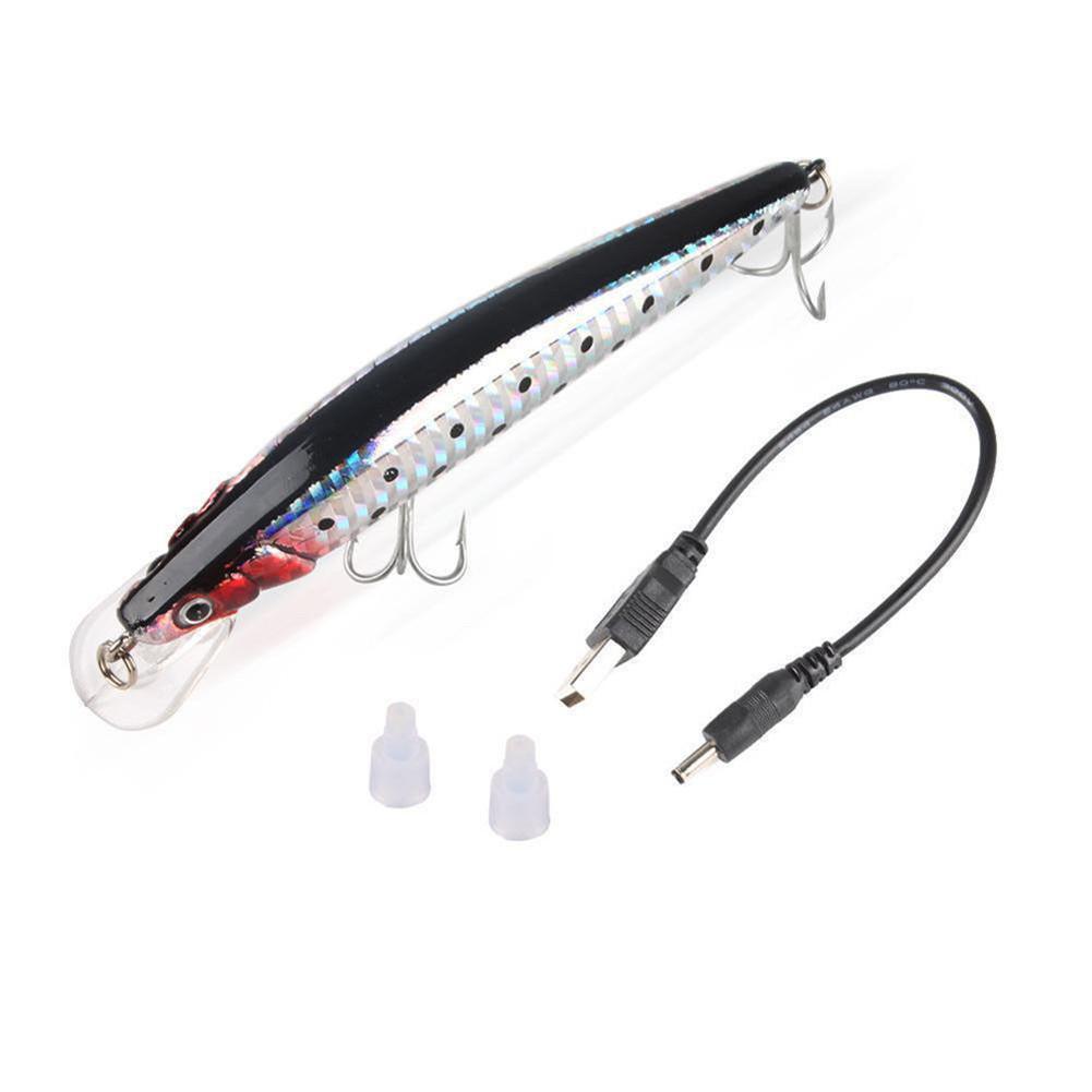 USB Rechargeable Vibrate Fishing Flash LED Fishing Baits Type:colorful ...