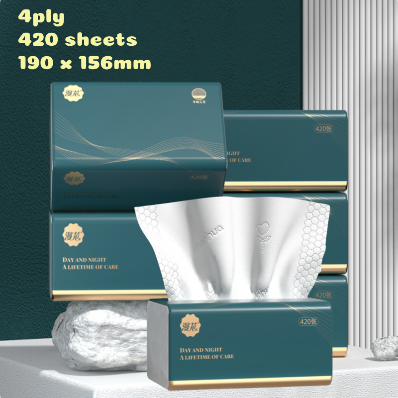 Facial Tissues 4ply Thickened 420 Sheets Pure Wood Pulp Tissue Paper ...