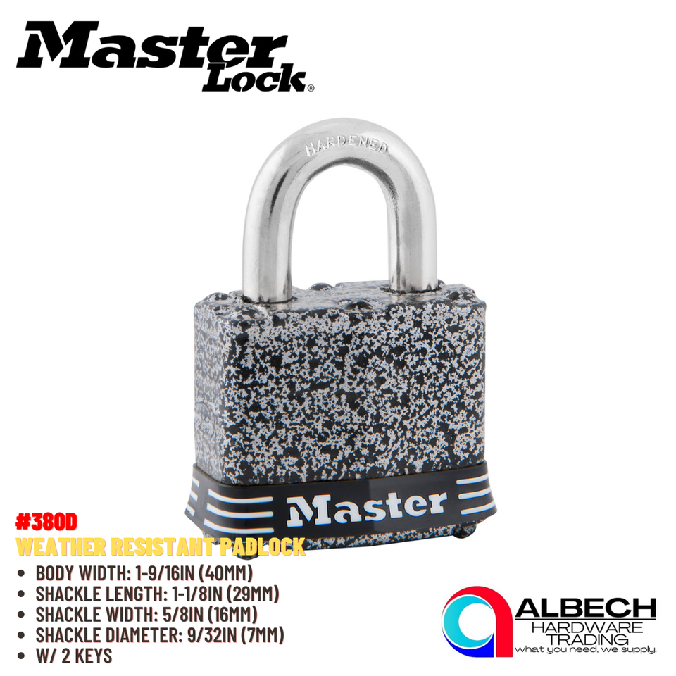 MASTER LOCK #380D 40mm Weather Resistant Padlock Rust-Oleum® certified ...