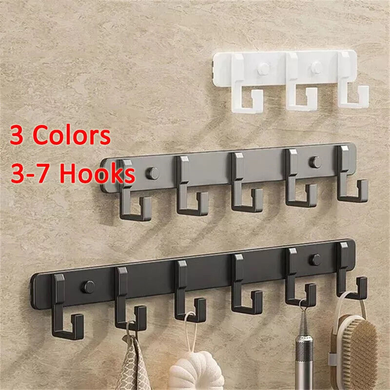 3 To 7 Hooks Metal Hooks Holder Aluminum Key Coat Clothes Door Holder ...