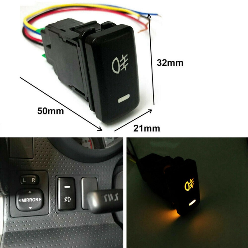 4-Pole 12V Push Button Switch with LED Background Indicator Lights for ...