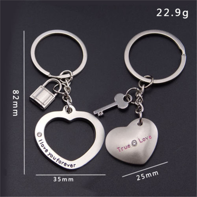 1 Pair Awesome Love Heart Lock Key Chain Ring Keyring Keyfob Lover ...