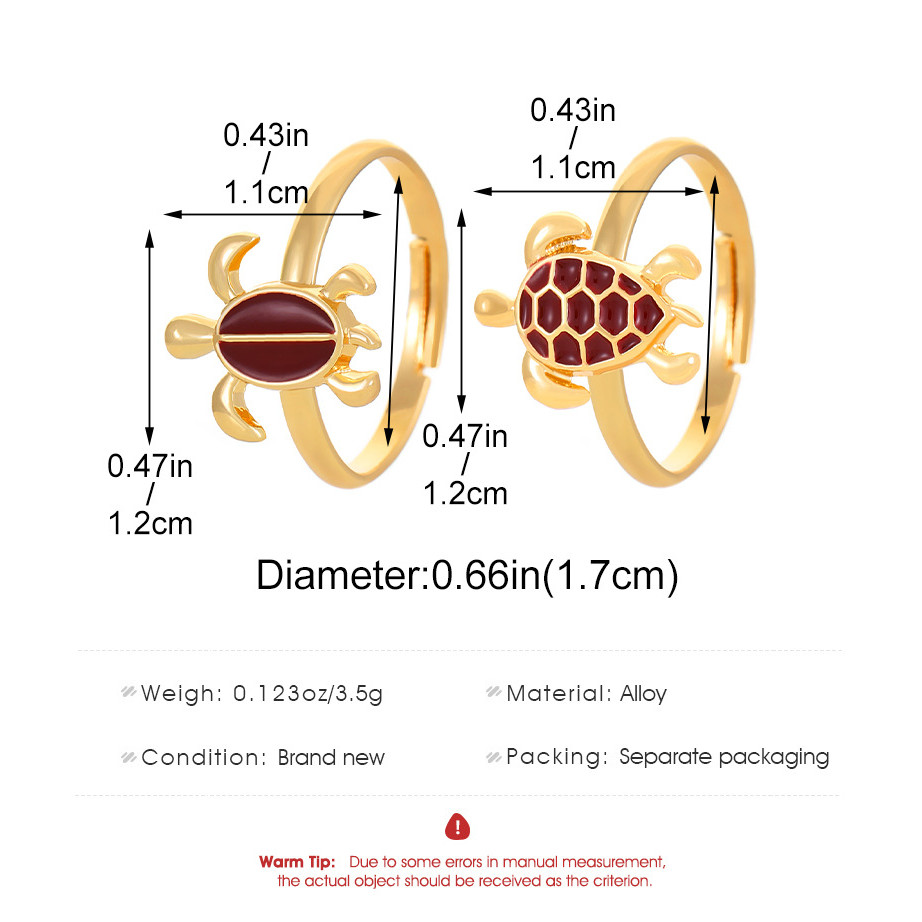 2Pcs Cute Turtles Stacked Rings Female Gold Metal Beach Seaside Holiday ...