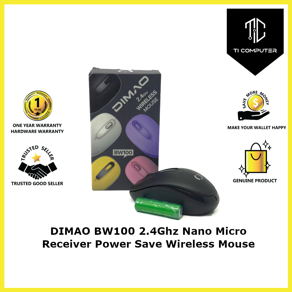 DIMAO BW100 2.4Ghz Nano Micro Receiver Power Save Wireless Mouse For PC ...
