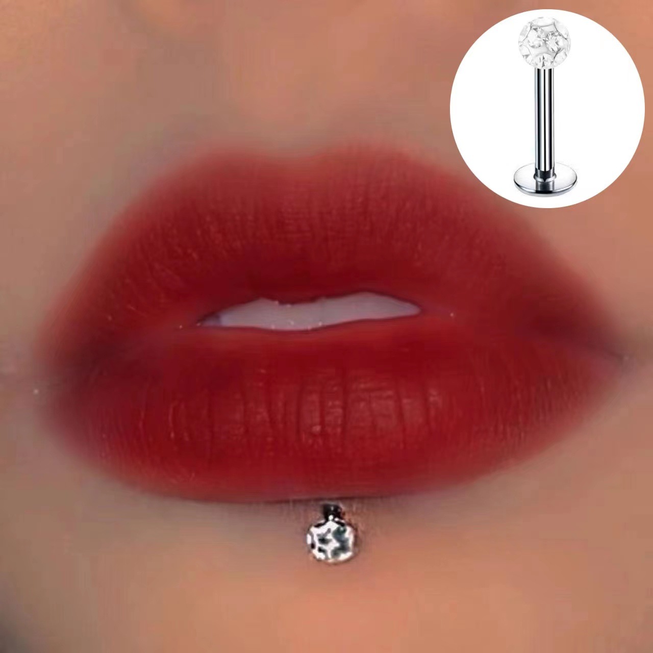 New Lip Nail Shambhala Full Diamond Ball Lip Nail T-shaped Flat Bottom ...