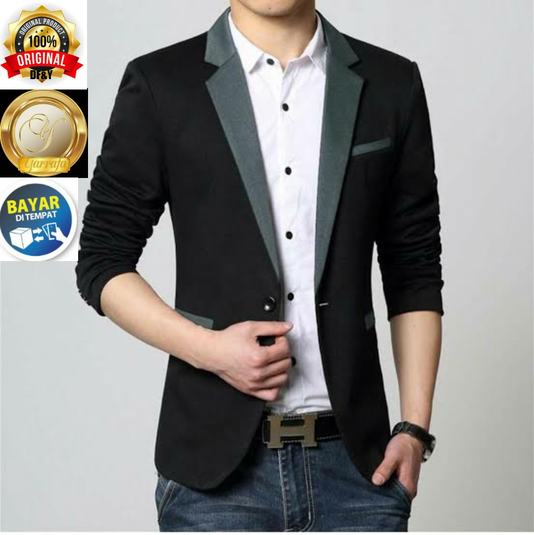 YARRAFA Jas Blazer Pria SlimFit MATRIX Casual Semi Formal Korean Style ...