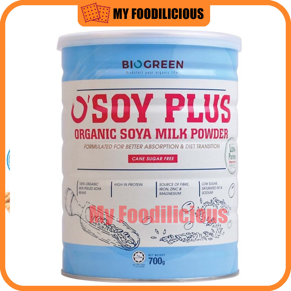 HALAL Biogreen O'Soy Plus Organic Soya Milk Powder 700g/800g Cane Sugar Free/Low Cane Sugar ...