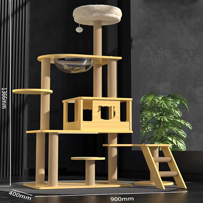 Solid Wood Cat Climbing Frame Space Capsule Nest Cat Tree Tower Pet ...