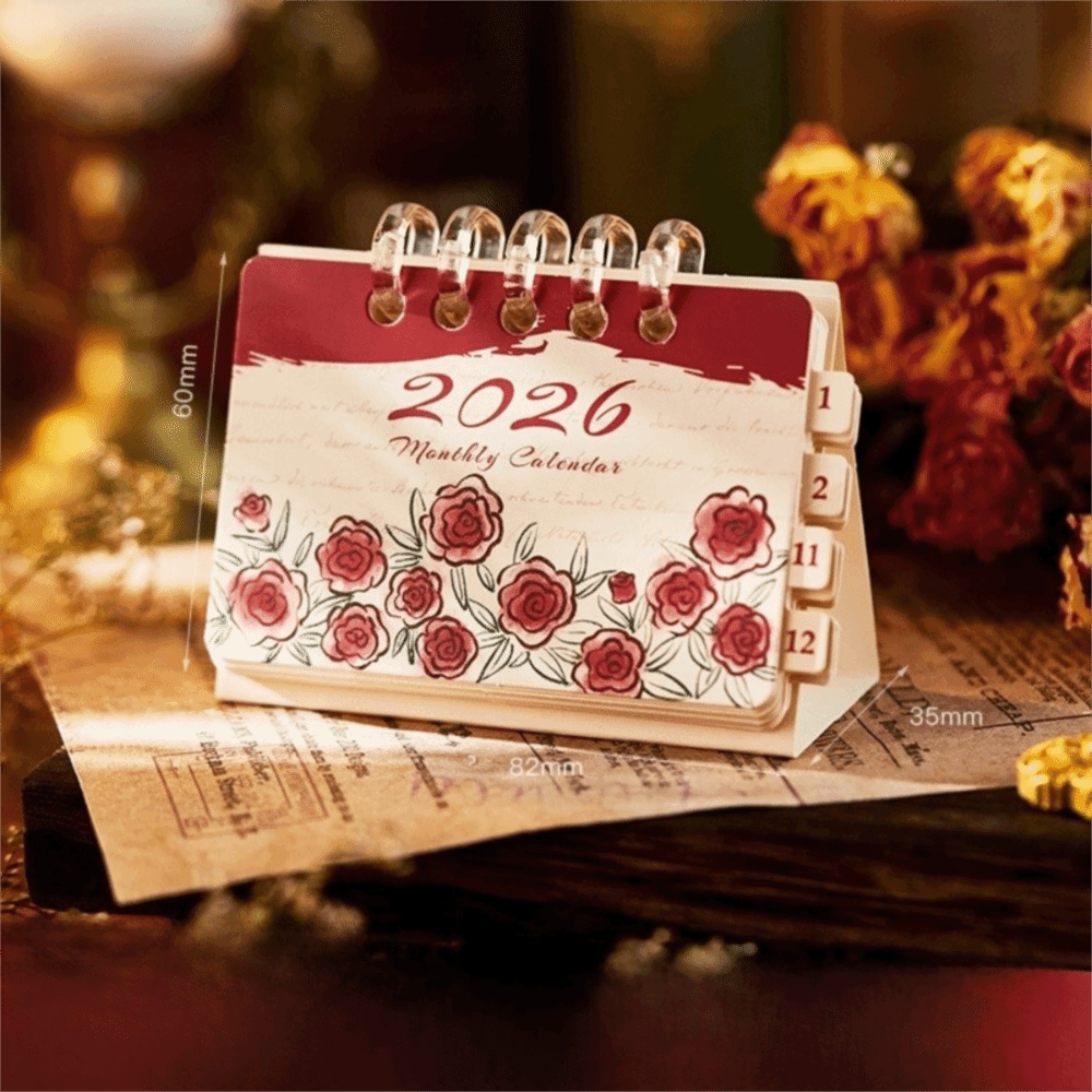 New Mini 2026 Rose Desk Calendar Cartoon Schedule Mark Schedule Planner ...