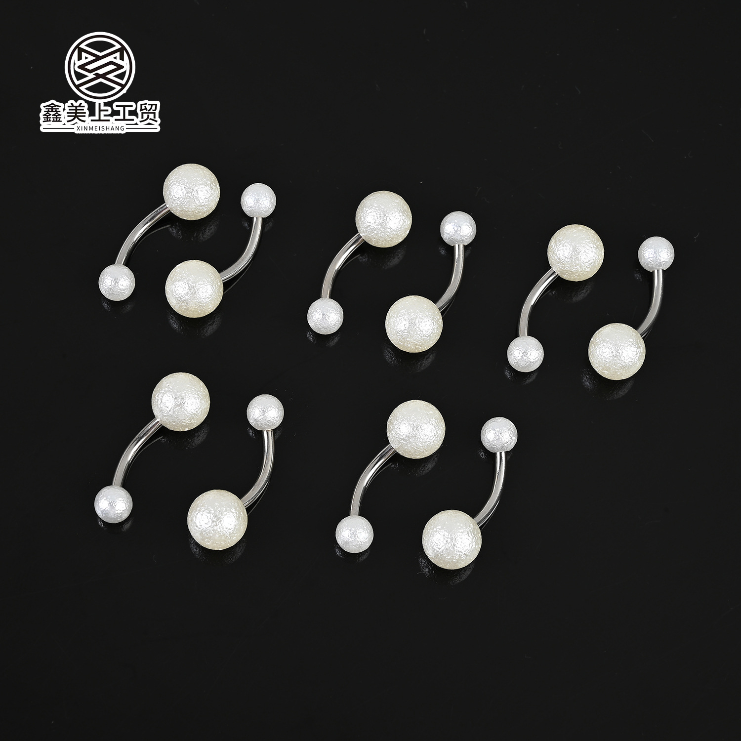 Pearl silver Rod Lip Nail Navel Ring Simple Light Color Series Ear Nail ...
