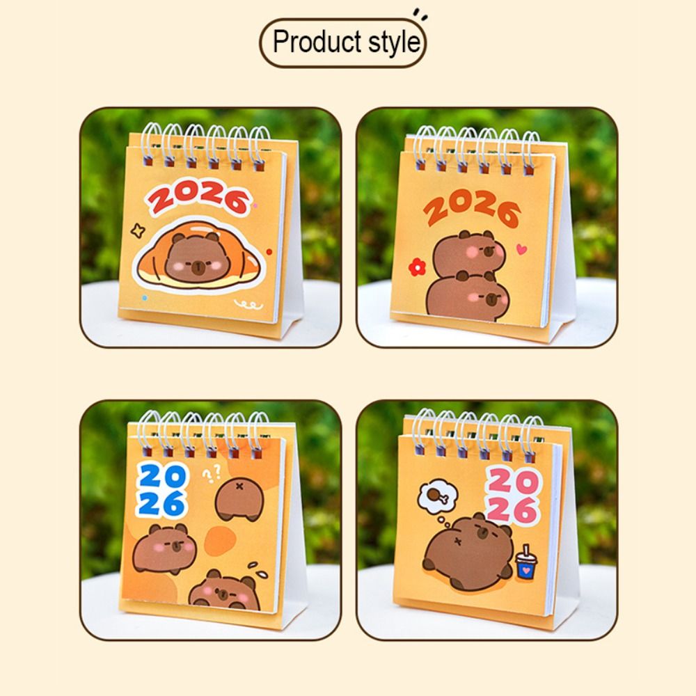 Cute Mini 2026 Desk Calendar Portable Cartoon Capybara Mini Desk ...
