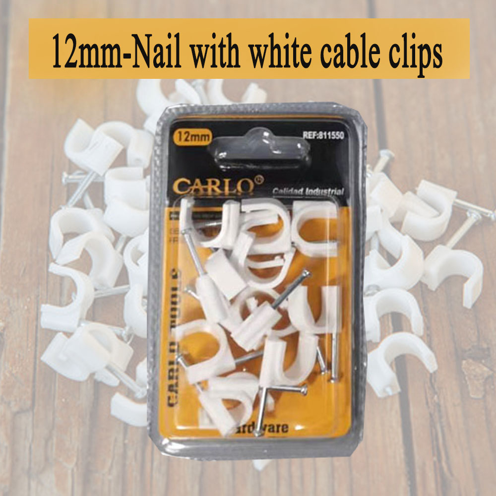 Round white Cable Clip With concrete nail Wire Organizer/ PVC, Metal ...
