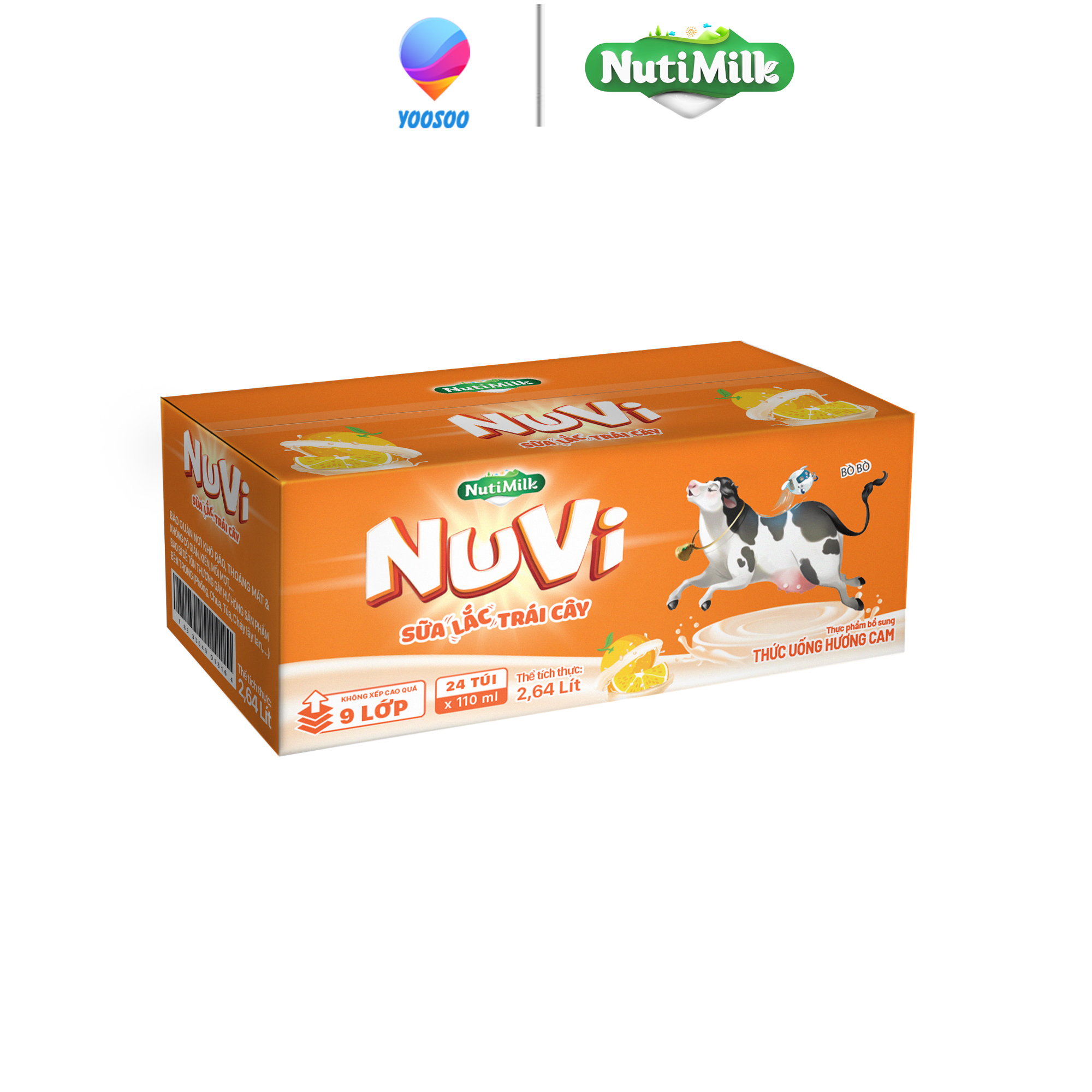 Thùng 48 hộp Nuvi Sữa Tươi Trái Cây Tươi Vị Cam Nho hộp 180ml 110ml TSTTC180AZ- Thương Hiệu ...