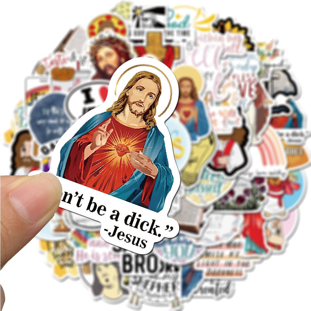 50 sheets cartoon Christian jesus waterproof sticker suit case bicycle ...