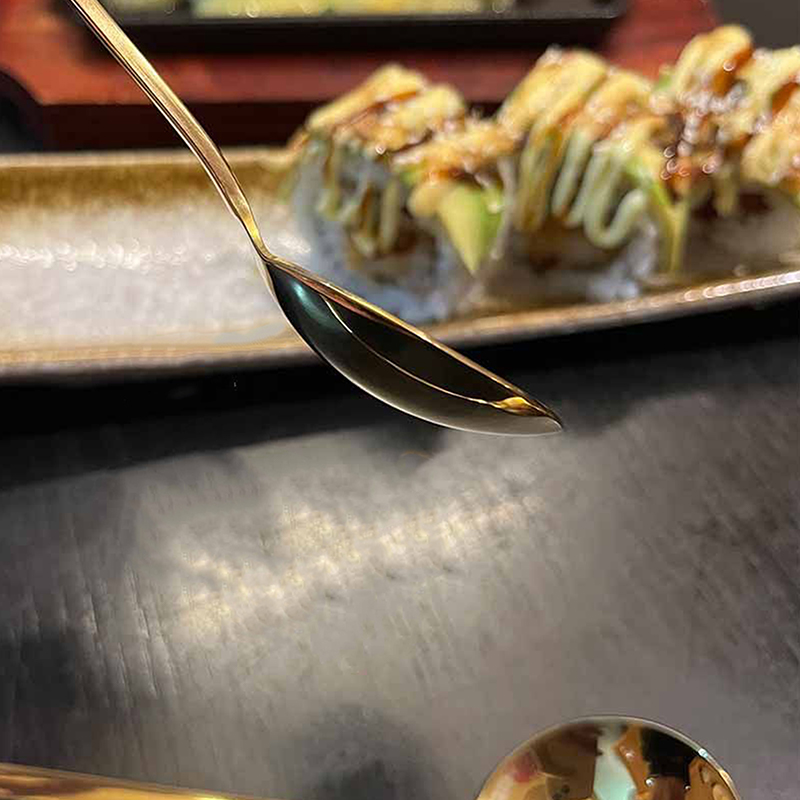 Stainless Steel Big Head Round Spoon Net Red Golden Dinner Long Handle ...