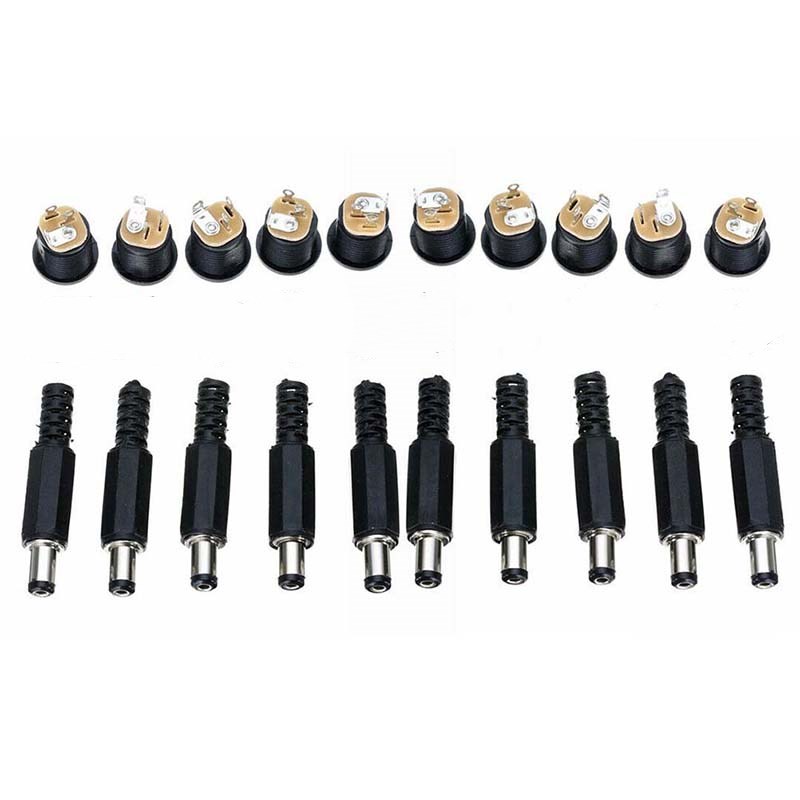 1 Set 10 Pair 12V 3A Male Plug + Female Socket Panel Mount Jack DC ...