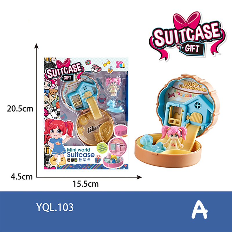 Pretend Play Suitcase Bag Doll Playset Princess Home Bedroom Wardrobe ...