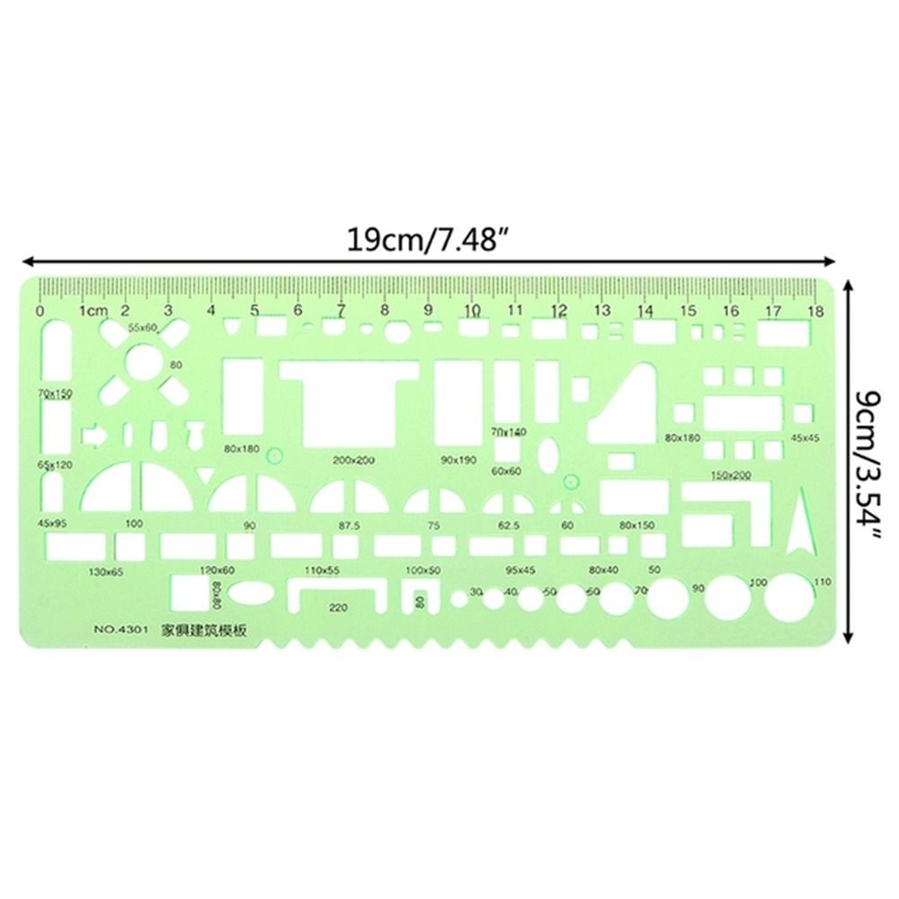 Transparent Plastic Green Stencil Circles Measuring Tool Drawing Ruler ...