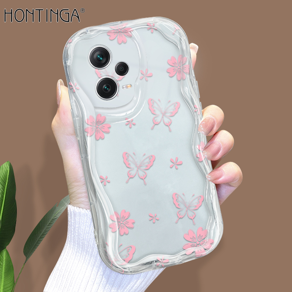 Hontinga for Redmi Note 12 Pro Plus 5G Back Cover Pink Butterfly ...