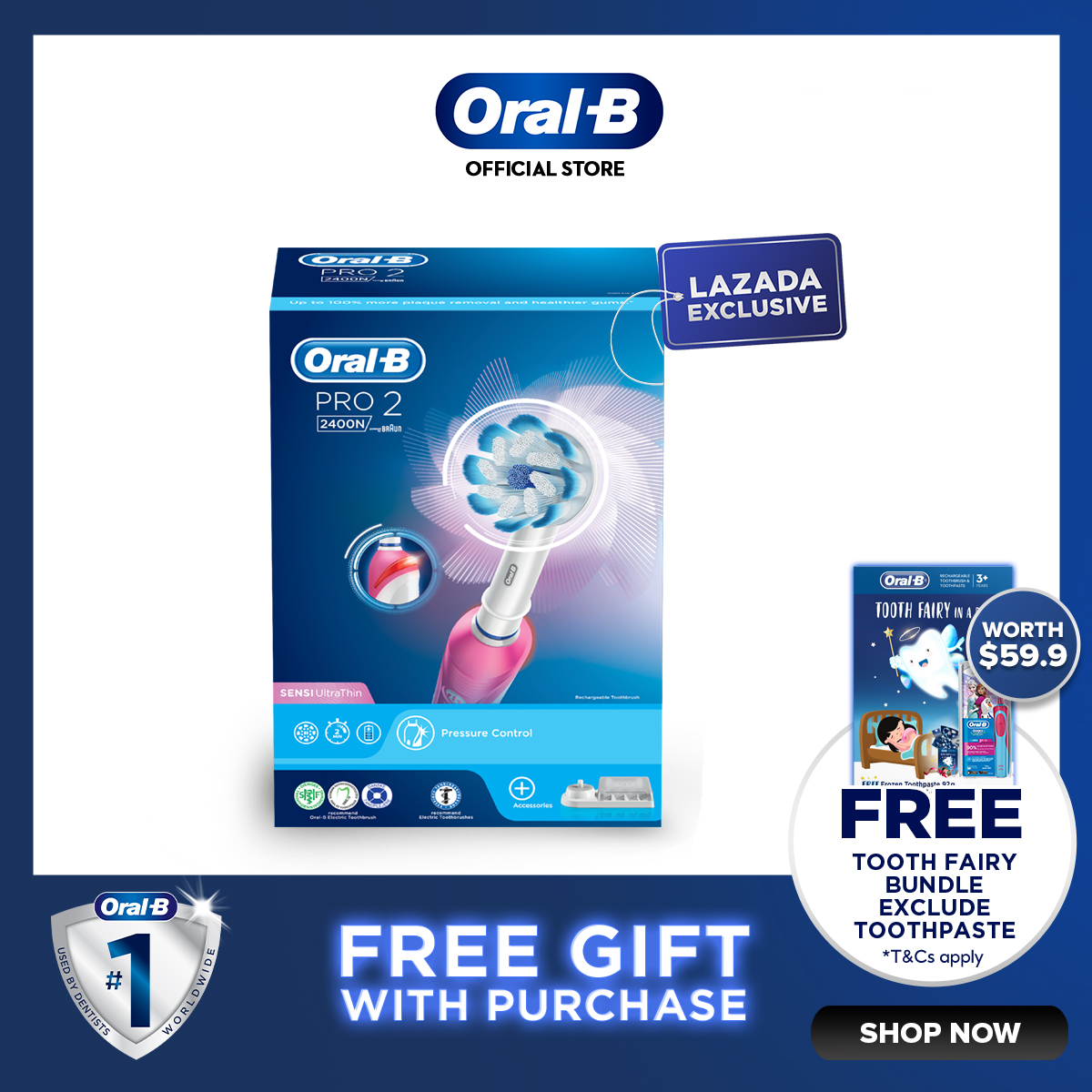 Oral-B Power Pro 2000 Pink [Single] + Free Disney's Frozen Powered ...